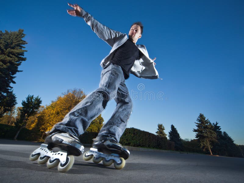 Fast rollerblading stock image. Image of fast, freeride - 16707913