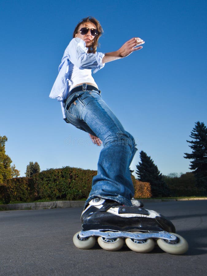Fast rollerblading stock photo. Image of feat, angle - 16707912