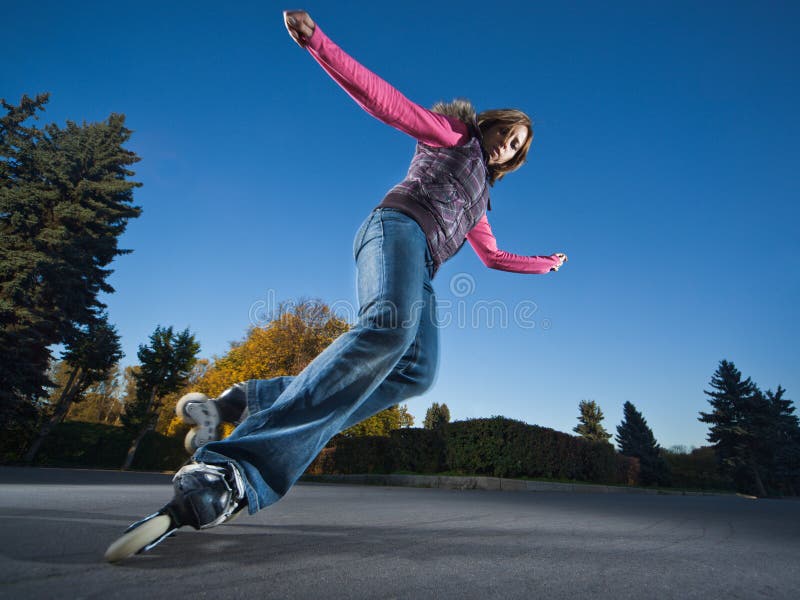 Fast rollerblading stock image. Image of jerk, expression - 17492043