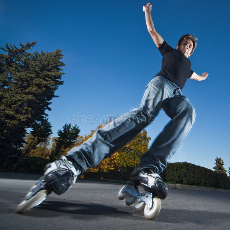 Fast rollerblading stock photo. Image of feat, angle - 16707912