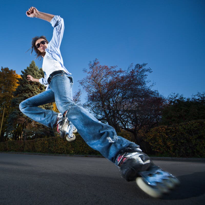 Fast rollerblading stock photo. Image of feat, angle - 16707912