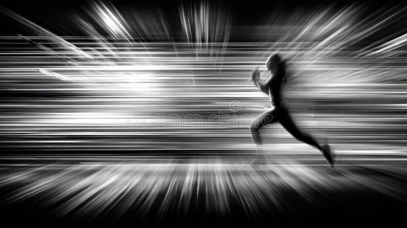 Monochrome Motion Blur of a Fast Runner Showcasing Speed and Adrenaline ...
