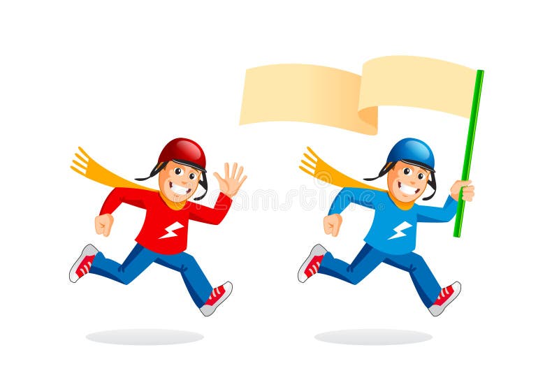 Fast running delivery boy. stock vector. Illustration of flag - 50577039