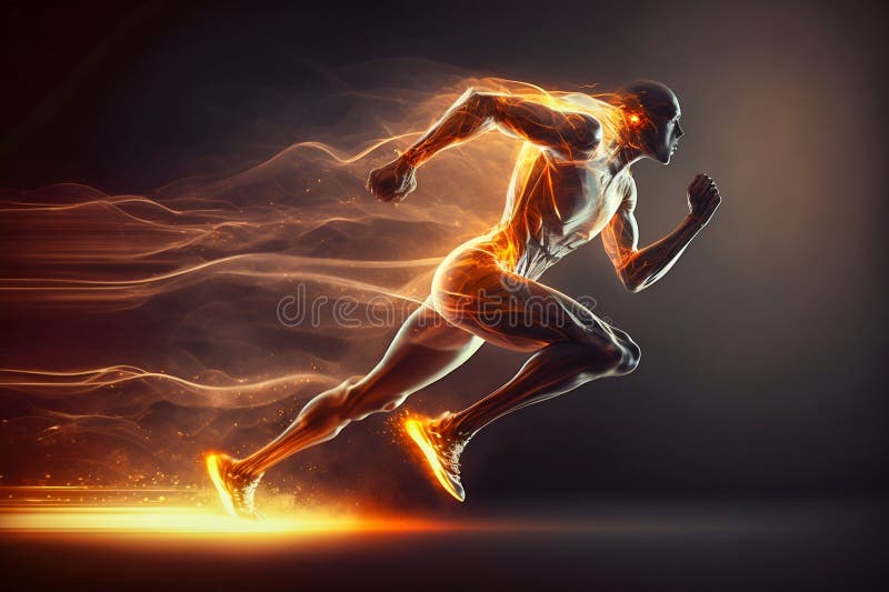 A Fast Running Runner Leaves Behind a Speed Light. Generative AI Stock ... A Fast Running Runner Leaves Behind a Speed Light. Generative AI Stock ...