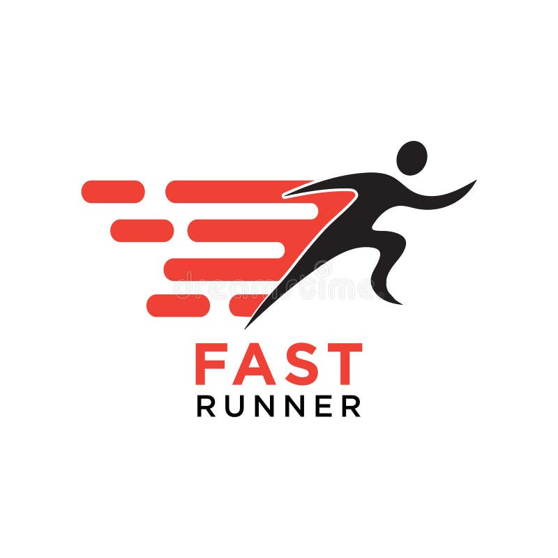 Fast Running Silhouette Logo Design Template Stock Vector ...