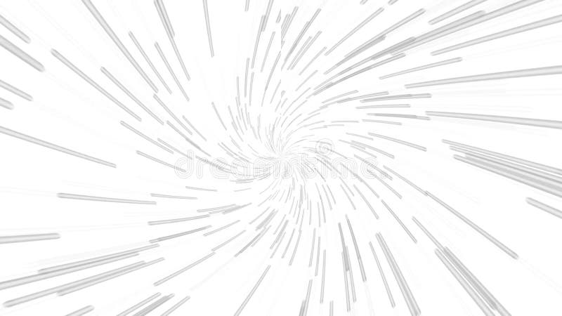 Fast Rushing Rays of Light Forming a Deep Vortex. White Abstract ...