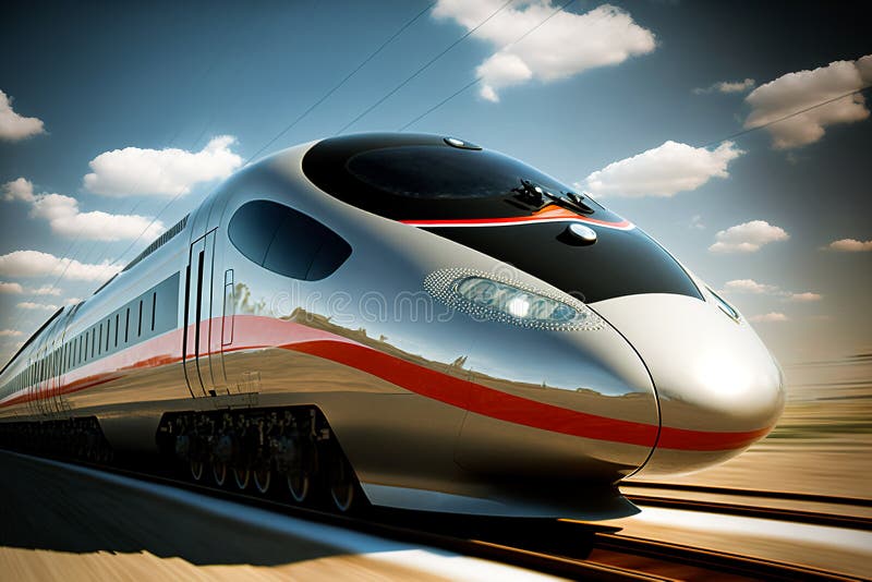 Fast and Safe Train Moving Ahead at High Speed, Generative Ai Stock ...