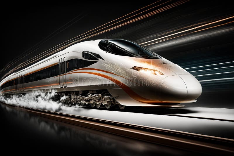 Fast and Safe Train Moving Ahead at High Speed, Generative Ai Stock ...