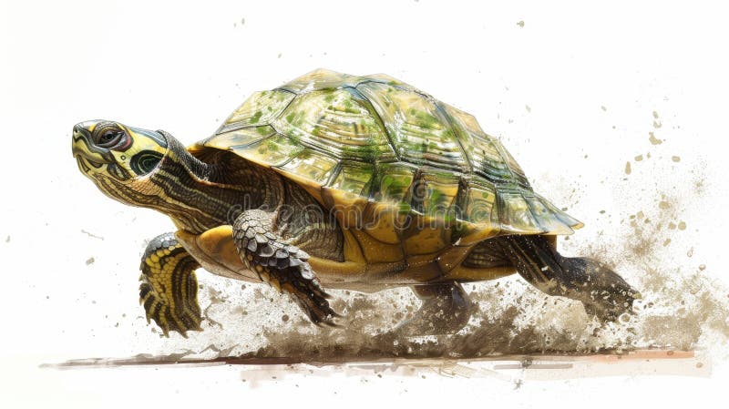 Fast Sea Turtle Running on White Background Stock Illustration ...