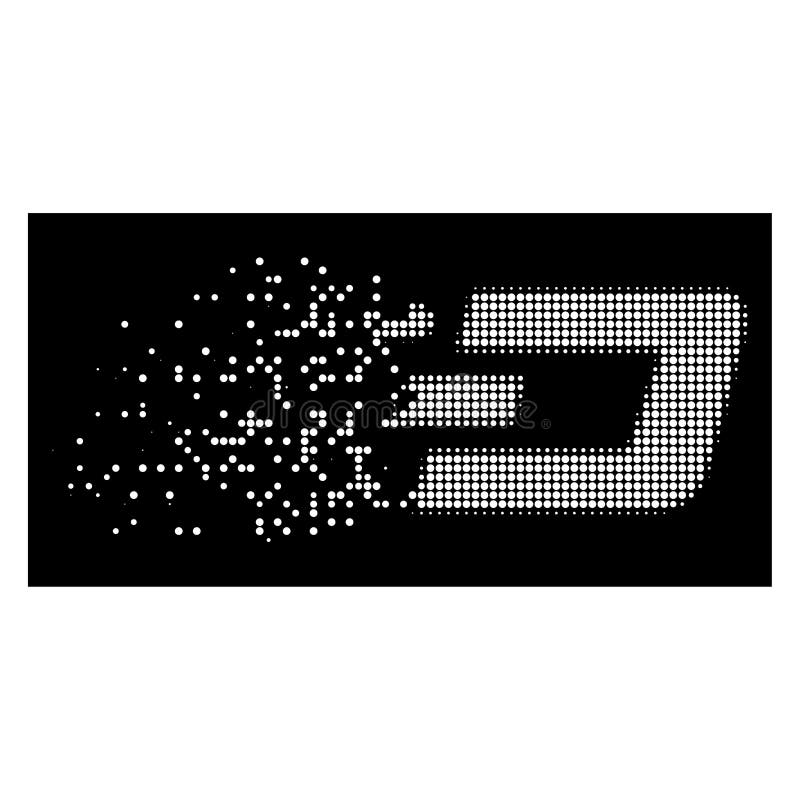 White Dust Pixelated Halftone Fast Send Dash Icon Stock Vector ...