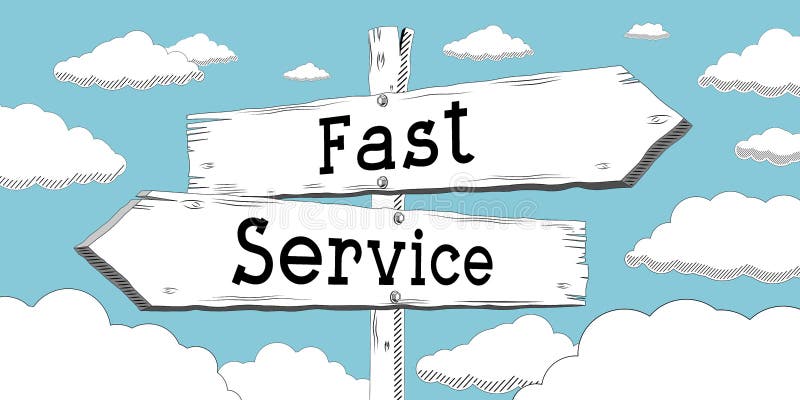 Fast Service - Outline Signpost with Two Arrows Stock Illustration ...