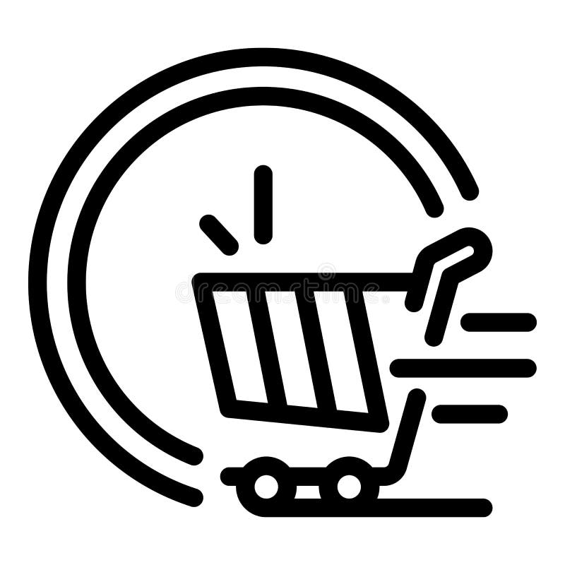 Fast Shopping Cart Icon, Outline Style Stock Vector - Illustration of ...