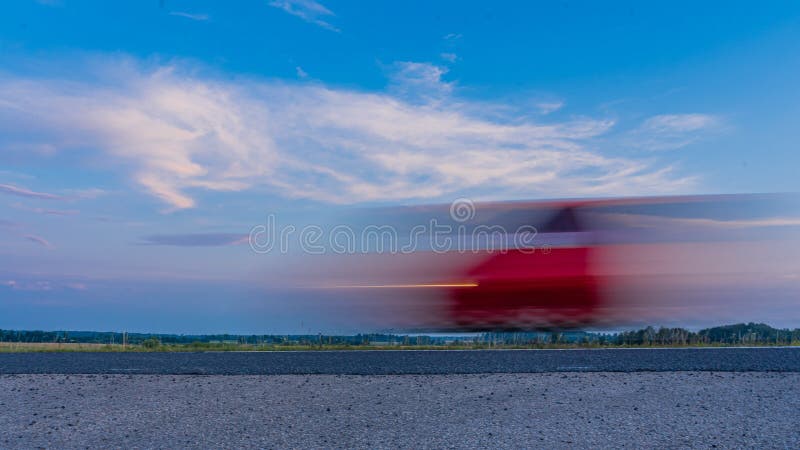 Fast Speed. Blur Red Car Drive Passing Stock Photo - Image of blur ...