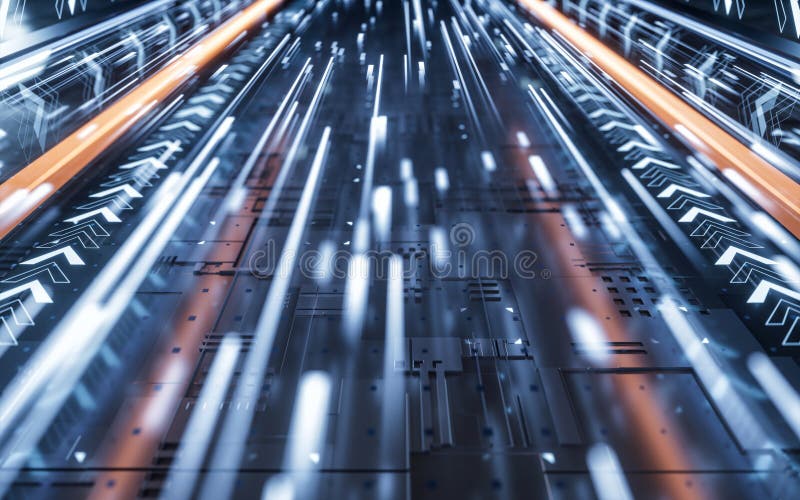 Fast Speed Electronic Transmission Circuit, 3d Rendering Stock ...