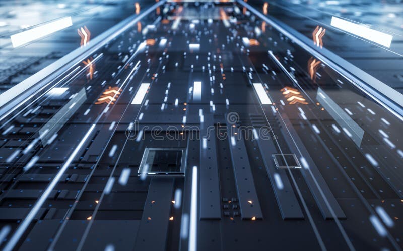 Fast Speed Electronic Transmission Circuit, 3d Rendering Stock ...