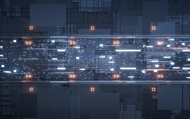 Fast Speed Electronic Transmission Circuit, 3d Rendering Stock ...