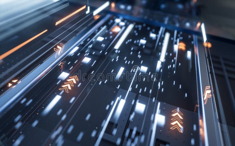 Fast Speed Electronic Transmission Circuit, 3d Rendering Stock ...