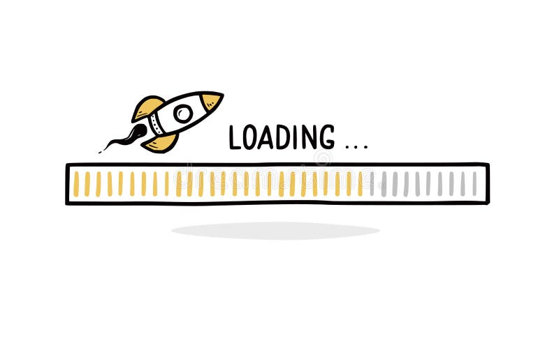 Fast Speed Loading Bar Doodle with Rocket Stock Vector - Illustration ...