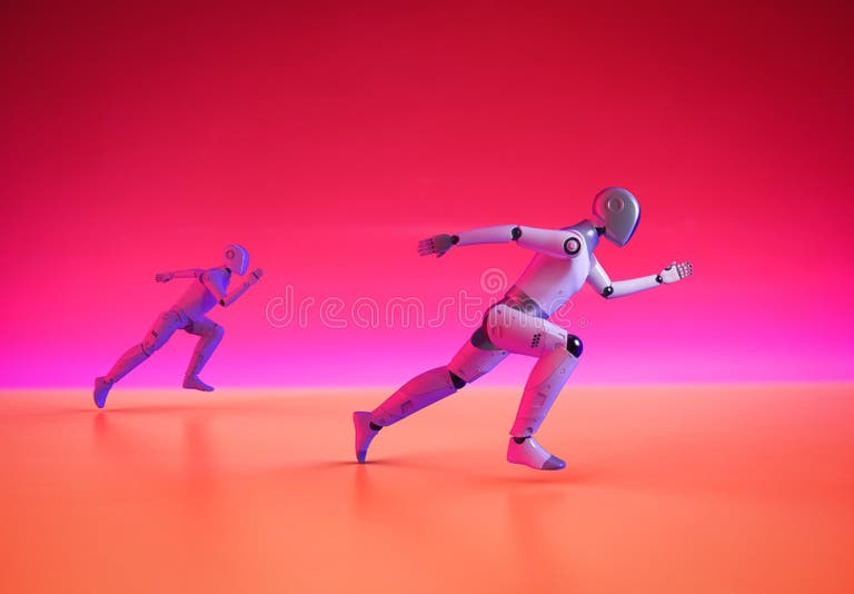Fast Speed Technology Concept with Cyborg Running Stock Illustration ...