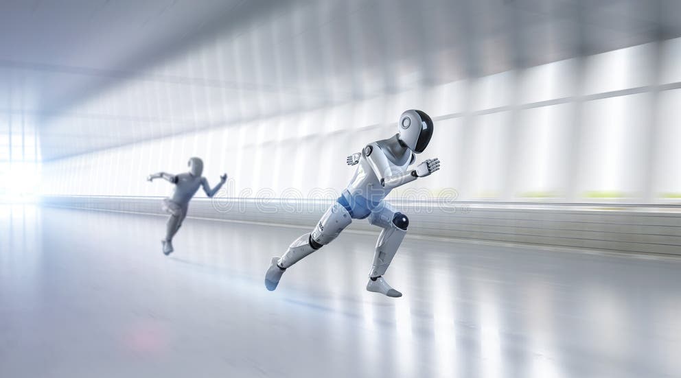 Fast Speed Technology Concept with Cyborg Running Stock Illustration ...