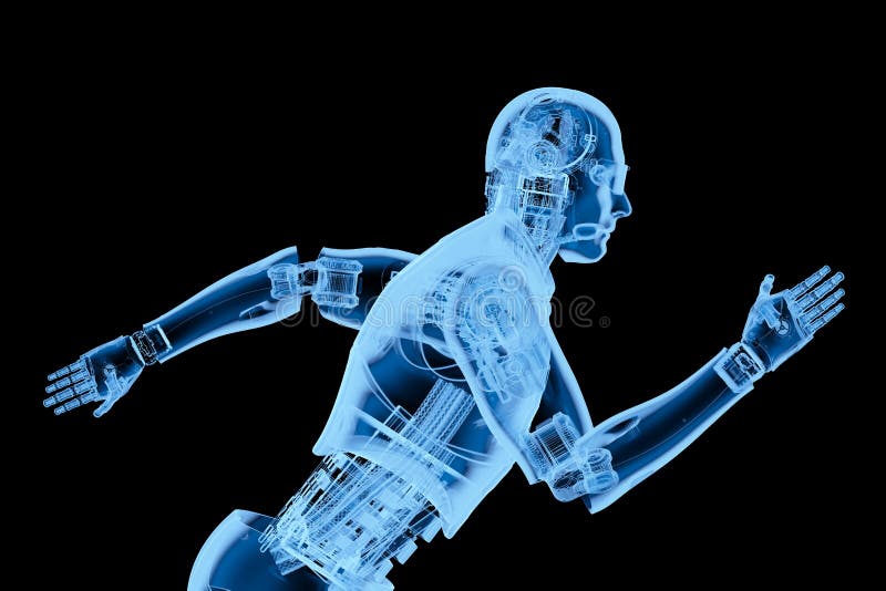 Fast Speed Technology Concept with 3d Rendering X-ray Robot Running ...