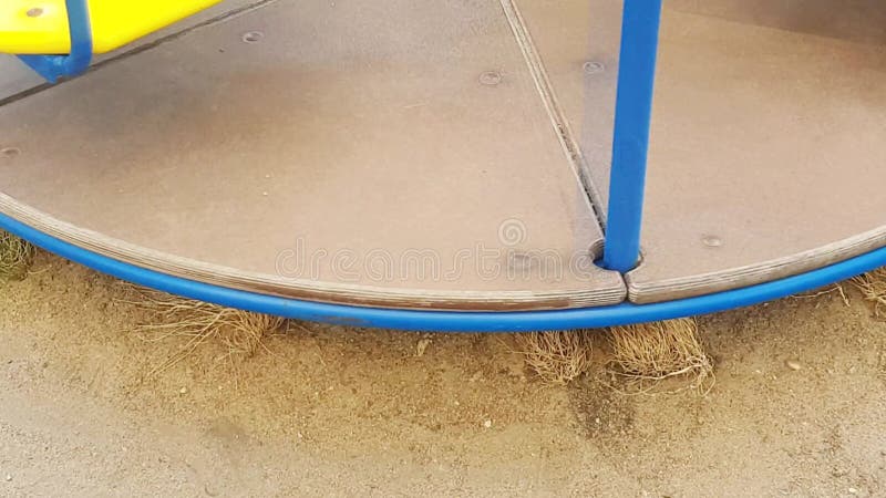 Fast Spinning Children S Carousel on the Playground Top View, 4K Video ...