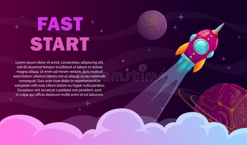 Fast Start Poster. Rocket Launch Concept Stock Vector - Illustration of ...