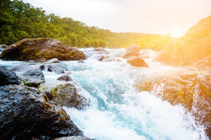 Fast Steam of the Mountain River Stock Image - Image of outdoor, blue ...
