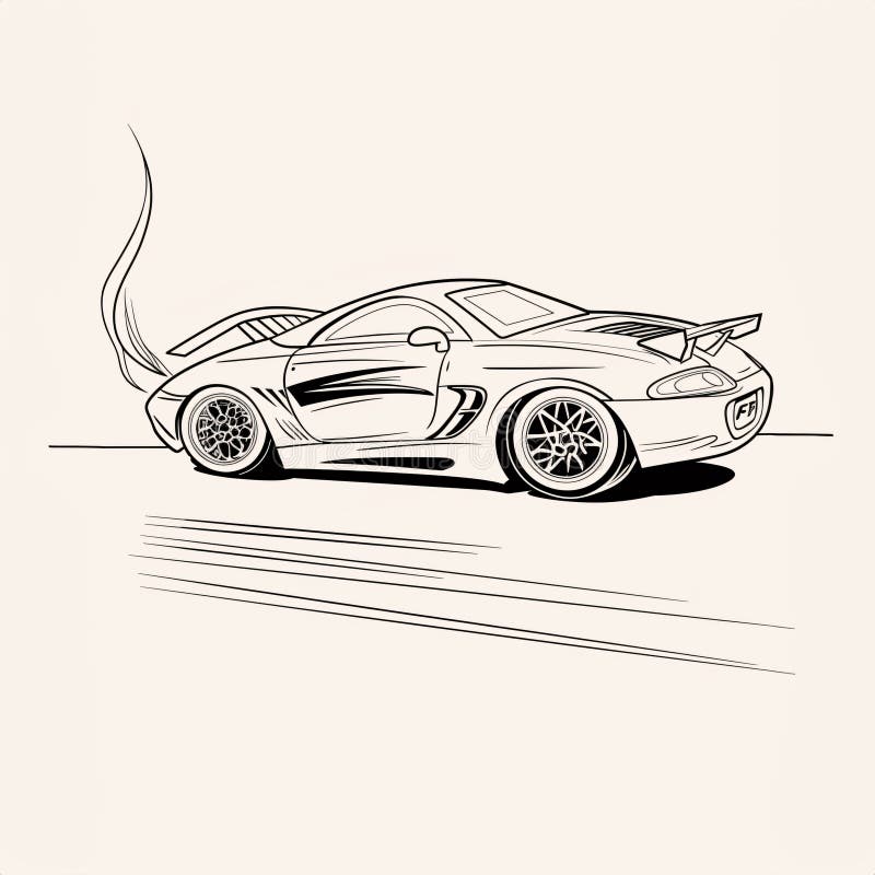 Fast Street Car - a Drawing of a Car Stock Illustration - Illustration ...