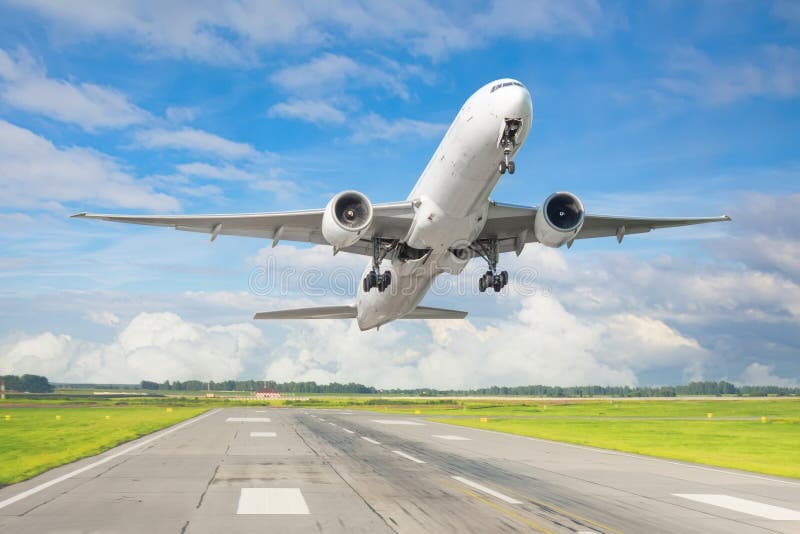 Fast Takeoff from the Runway of a Large Commercial Airliner Stock Image ...
