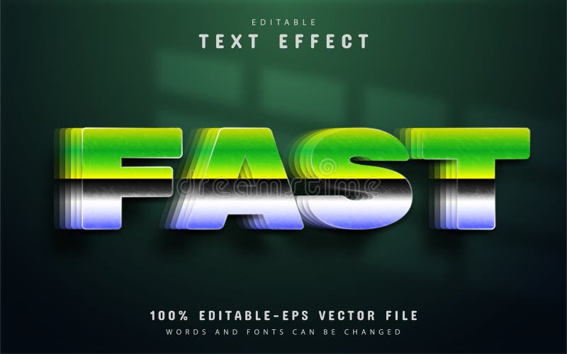 Fast Text, 3d Gradient Text Effect Stock Vector - Illustration of ...