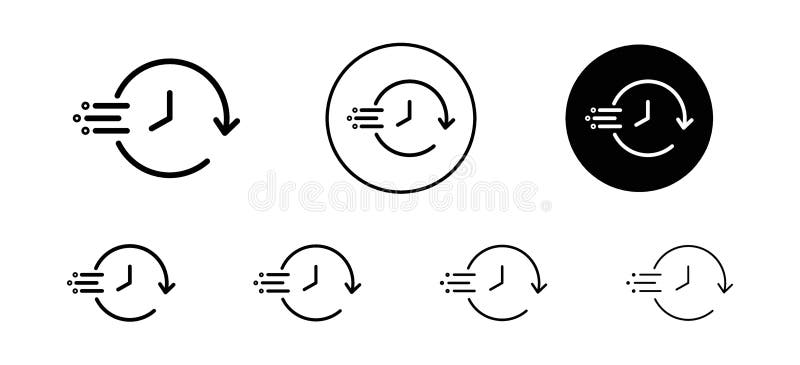 Fast Time Vector Icon Set Collection. Fast Time Outline Flat Icon Stock ...