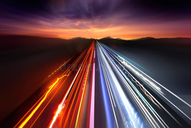 Fast Traffic Light Trails stock image. Image of concept - 43809081