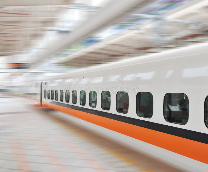 Fast train in motion stock photo. Image of orange, move - 21753220