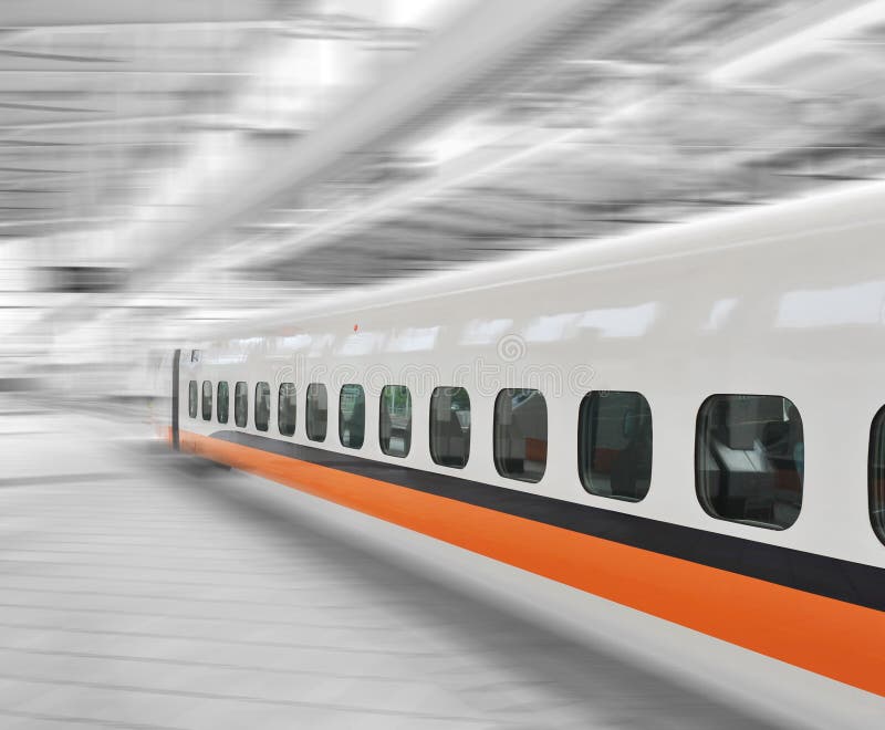 Fast train in motion stock photo. Image of orange, move - 21753220
