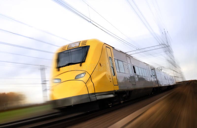 Fast train in motion stock photo. Image of commuter, transportation ...