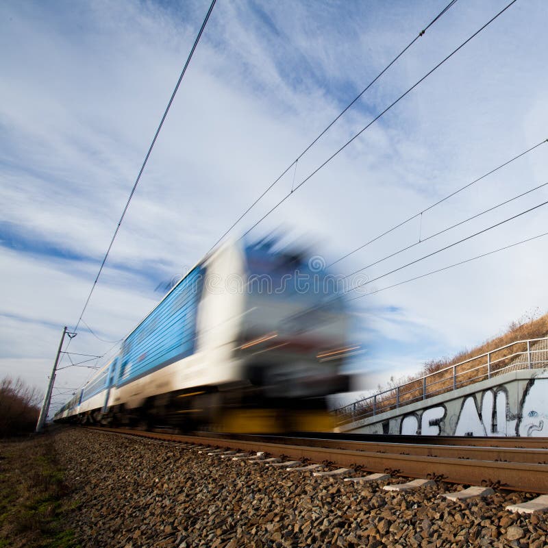 Fast Train Passing Under a Bridge on a Lovely Summer Day Stock Photo ...