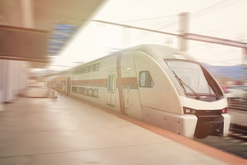 Fast Train on the Railway Station Stock Image - Image of metro, rapid ...