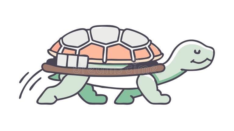 Fast Turtle with Rocket Vector Illustration for Speed, Vector Design ...