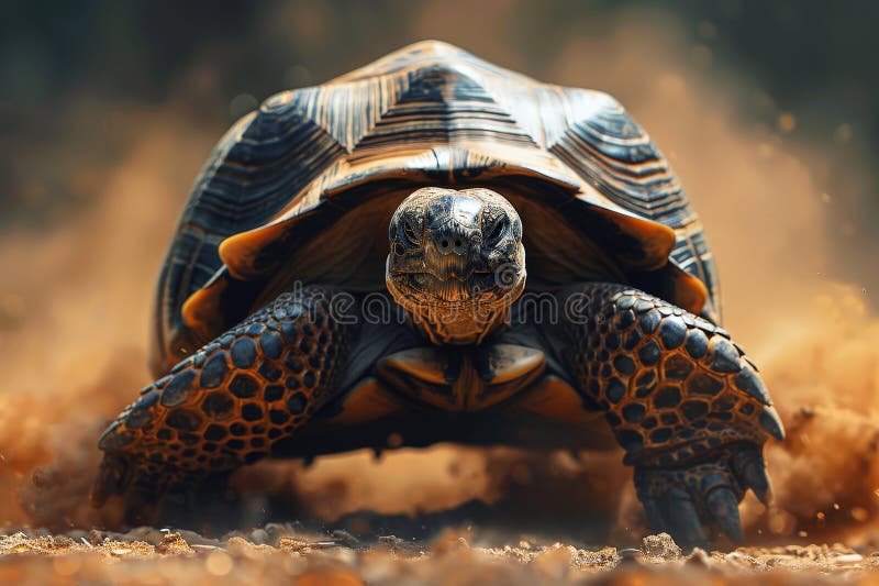 A Fast Turtle Running at Full Speed in the Desert. Generative Ai Stock ...