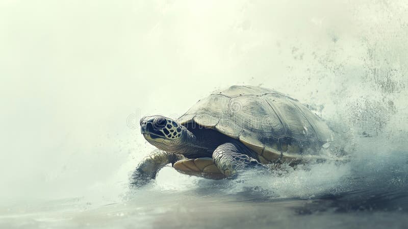 Fast Turtle Splashing through Water Stock Illustration - Illustration ...