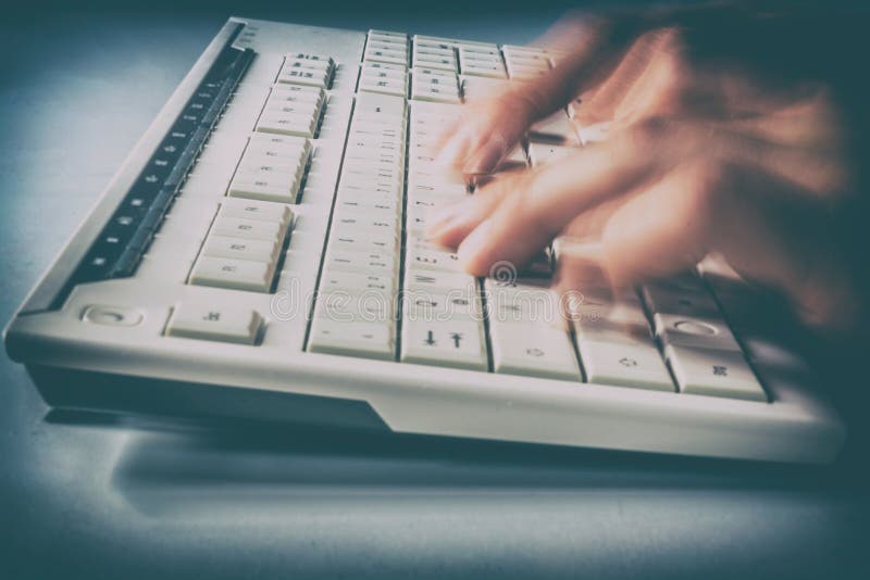 Fast Typing Fingers on a Computer Keyboard Stock Photo - Image of ...