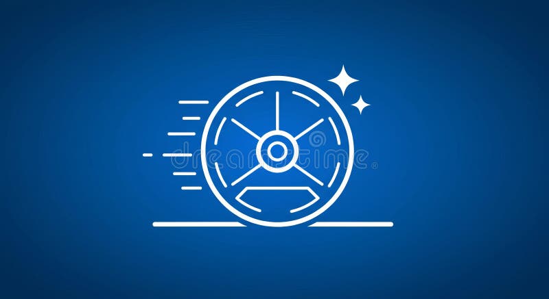 Fast Wheel Icon with Motion Lines on Blue Background Stock Image ...