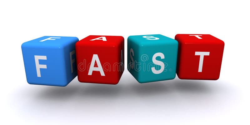 Fast word block on white stock illustration. Illustration of blue ...