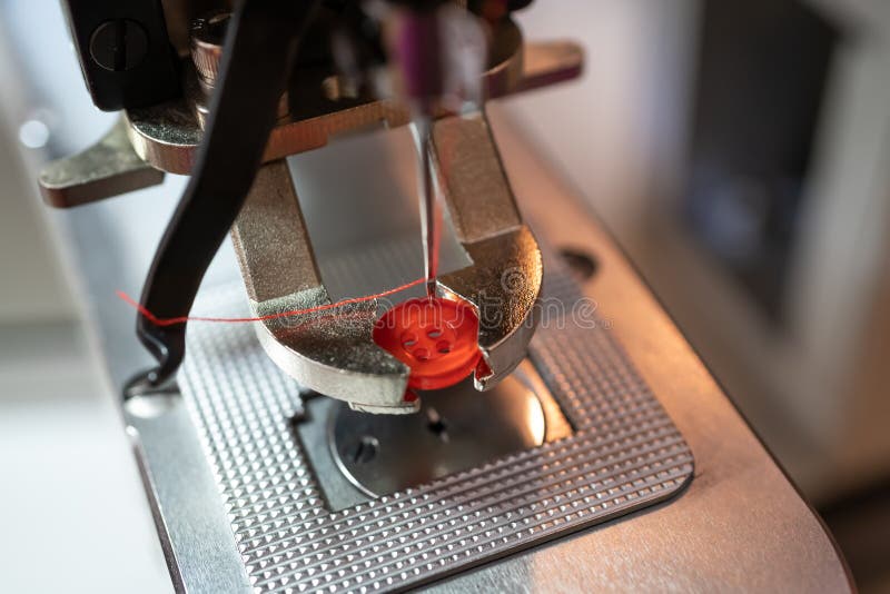 Fastening Sewing Machine Close-up. Modern Textile Industry Stock Image ...