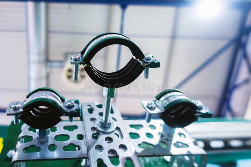 Fastening System. Double-screw Pipe Clamp with a Locking Ring Stock ...