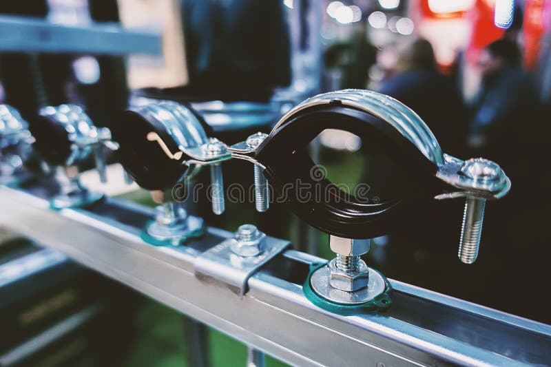 Fastening System. Double-screw Pipe Clamp with a Locking Ring Stock ...