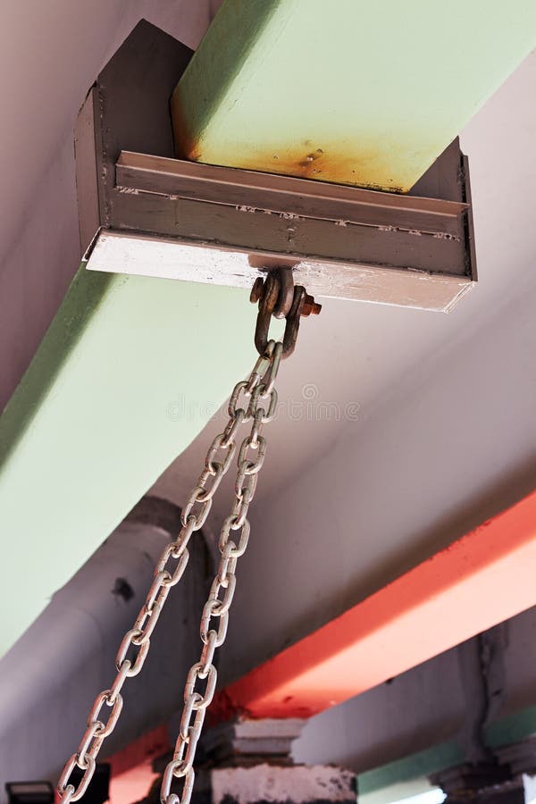 Assembly Attached To the Bridge Structure of Suspension on Chains Stock ...