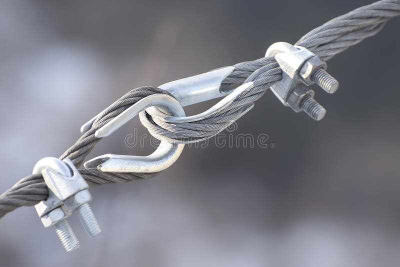 The Fastening of Steel Wire Rope with Safety Locking U-Bolts Stock ...