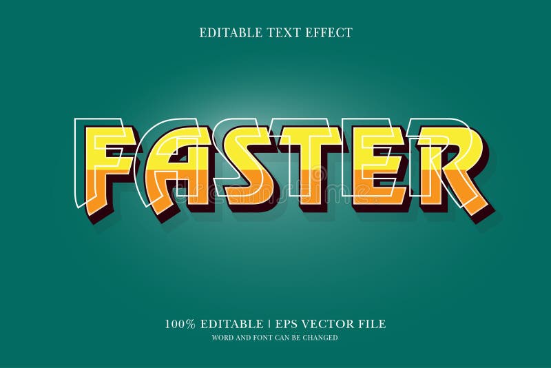 Faster, Editable 3d Text Effect for Vector Illustration Stock Vector ...